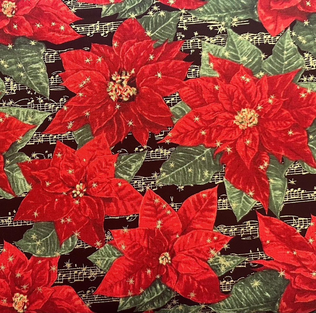 Christmas Fabric by Robert Kaufman Holiday Flourish 15, Poinsettia ...
