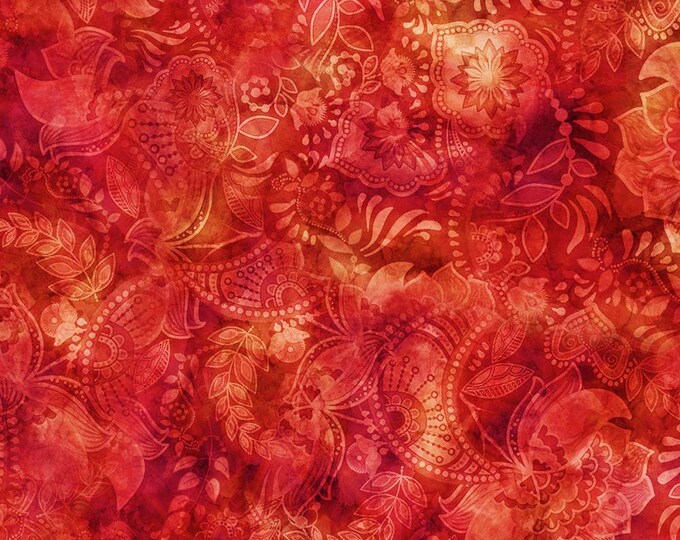 Ruby Red Fabric by the Yard, Ruby Red Swirl Fabric by the Yard, Bright ...