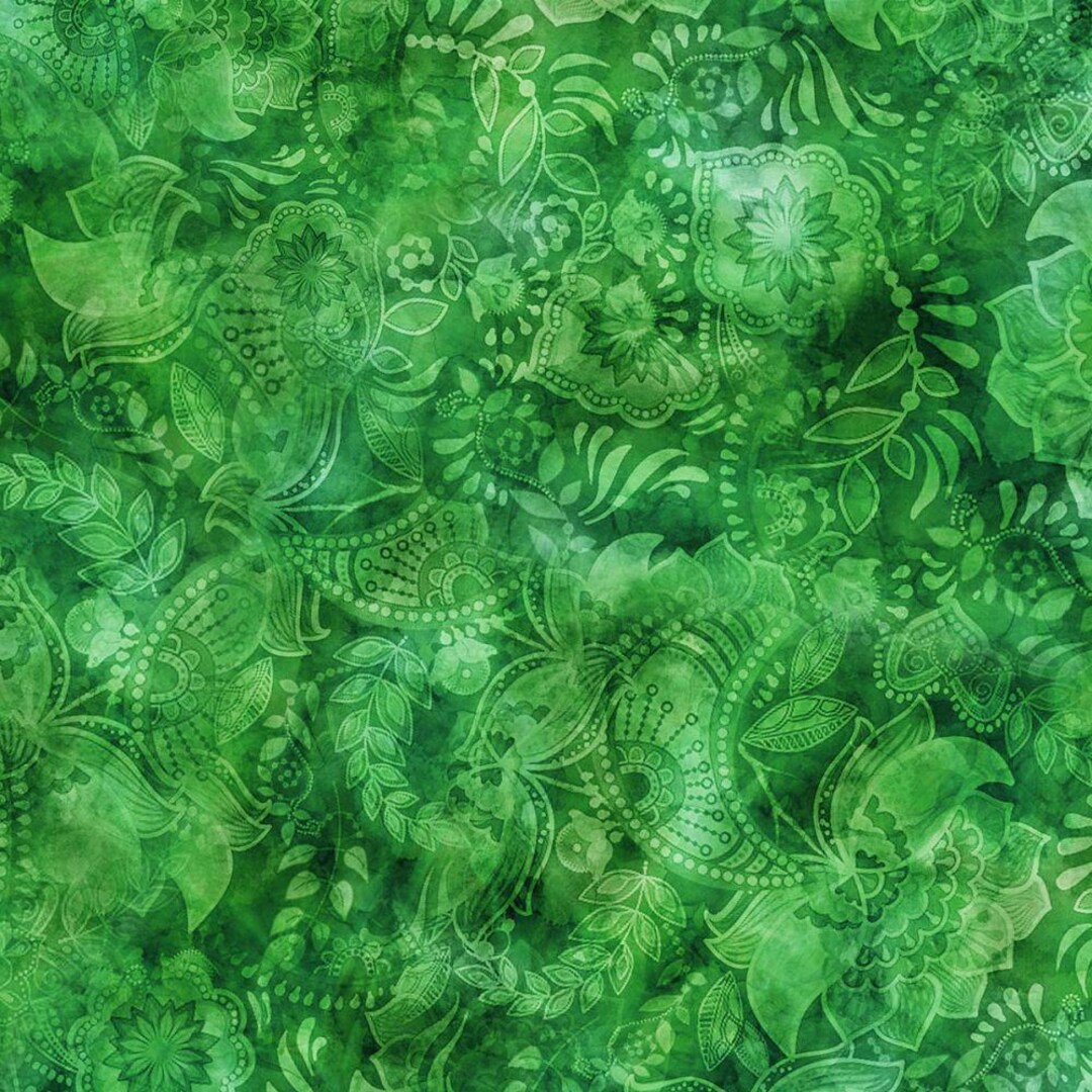 Green Floral Cotton Fabric by the Yard Fairy Tale Line, #25056 - Etsy