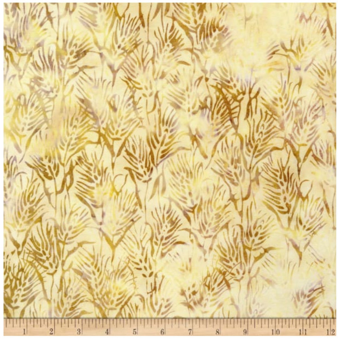 Light Yellow Batik Fabric by the Yard by Island Batik Wheat Dusk, Wheat ...
