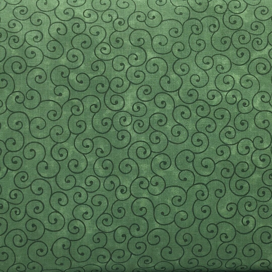Green Fabric by the Yard, Green Swirl Fabric, Green Cotton, Green ...