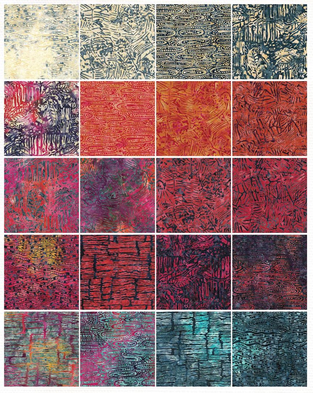 Batik Fabric 2.5 Inch Strips, Fire and Ice Island Batik Strips, Batik ...