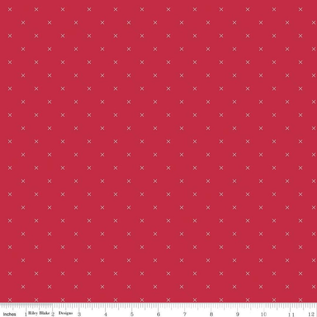 Red Fabric From Riley Blake Bee Cross Stitch Line by Lori Holt ...