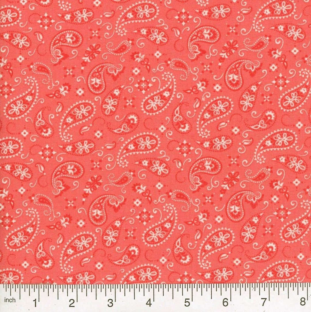 Coral Paisley Fabric by the Yard, Coral Fabric, Coral Cotton, Coral ...