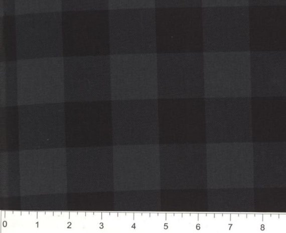 Black plaid fabric by the yard cotton plaid fabric gray | Etsy