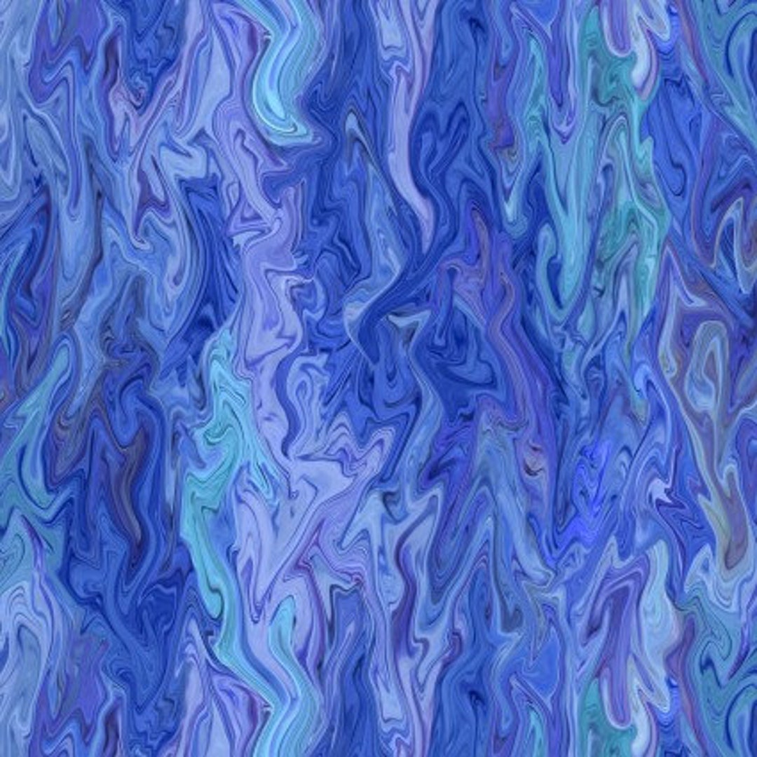 Blue Fabric by the Yard From P&B Marble Studio, Blue Marble Fabric ...