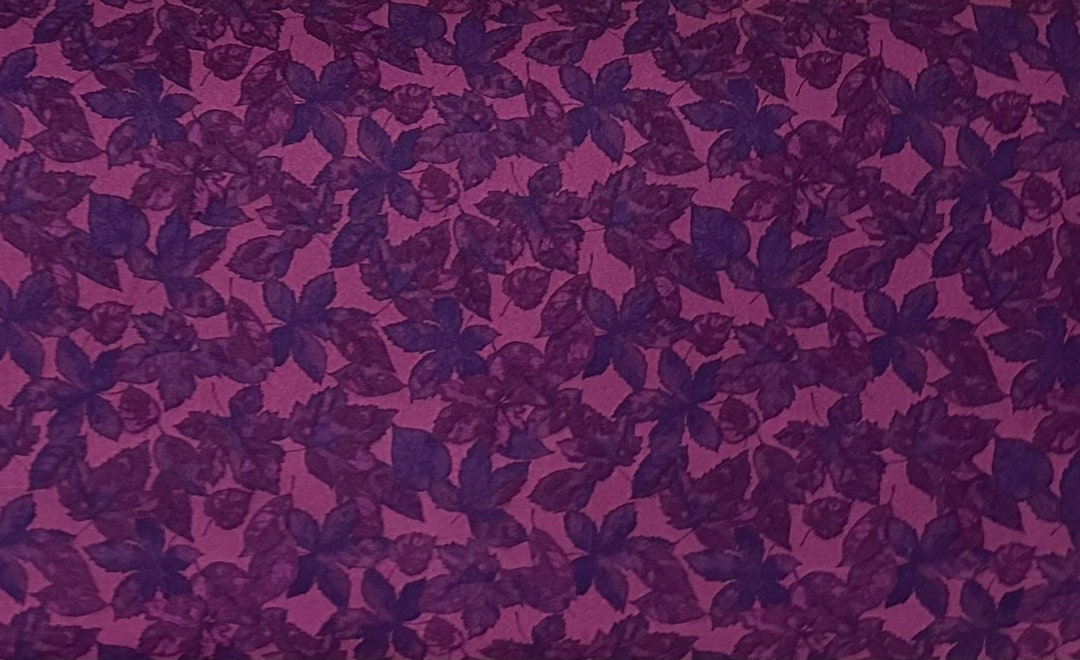 Purple Fabric by the Yard, Purple Leaf Fabric, Purple Leaves Fabric ...