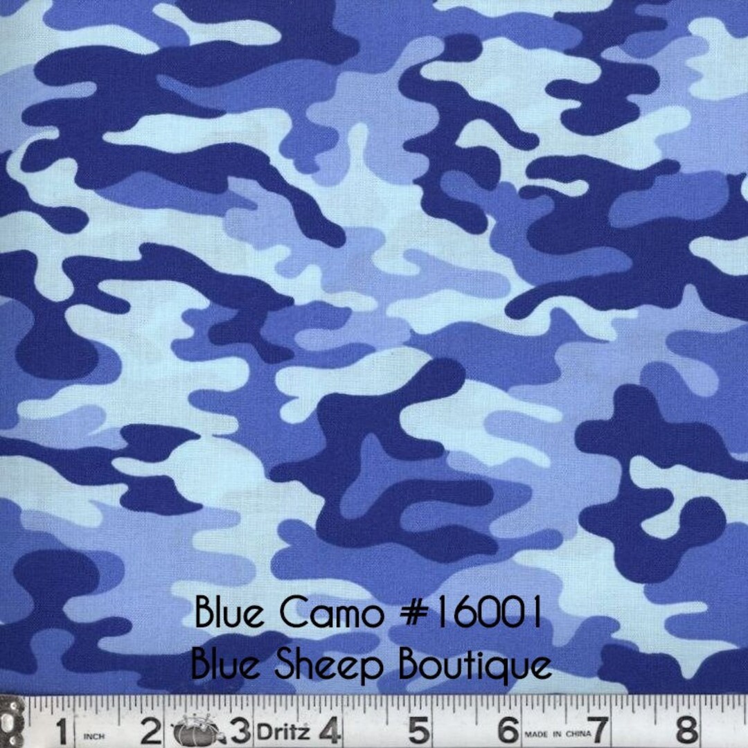 Blue Camo Fabric by the Yard Blue Camouflage Fabric by the - Etsy