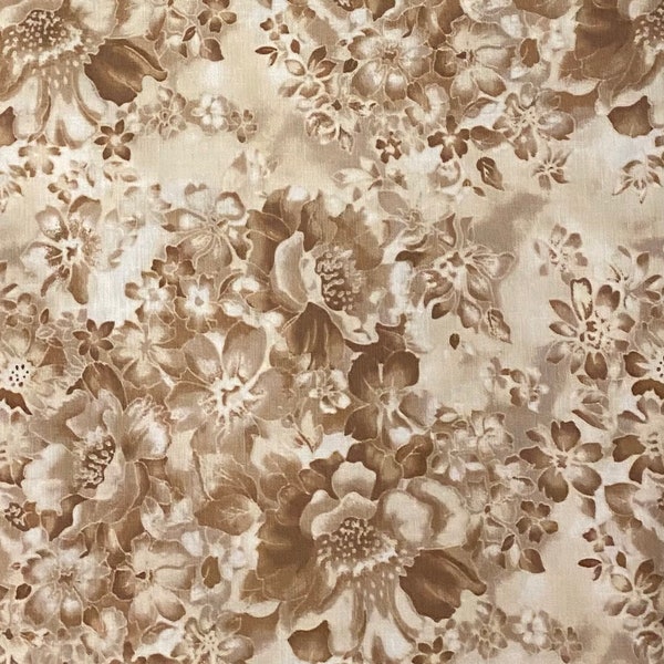 Tan Floral Fabric - Etsy
