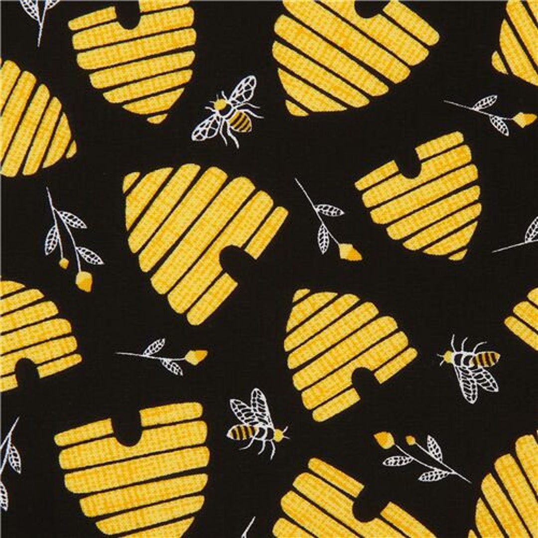 Honey Bee Fabric by the Yard by Timeless Treasures, Black Fabric ...