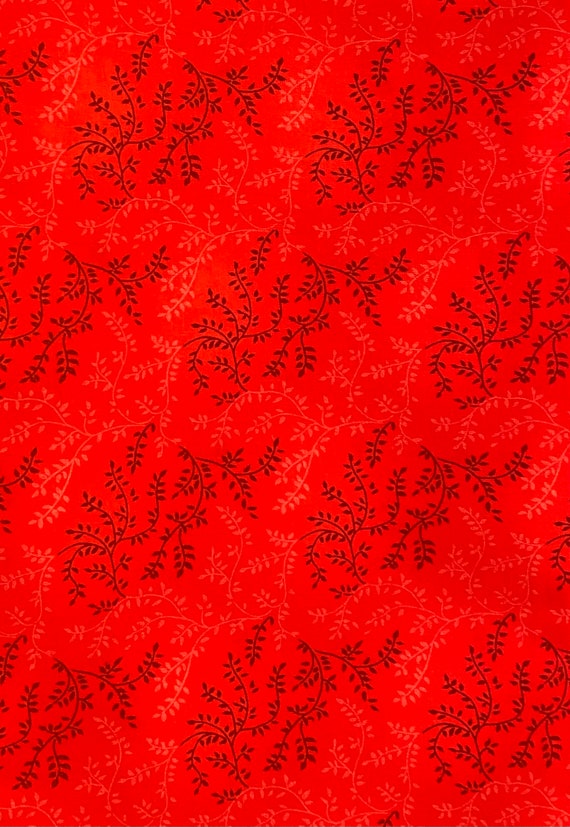 Red Fabric by the Yard Red Floral Fabric Red Flower Fabric - Etsy