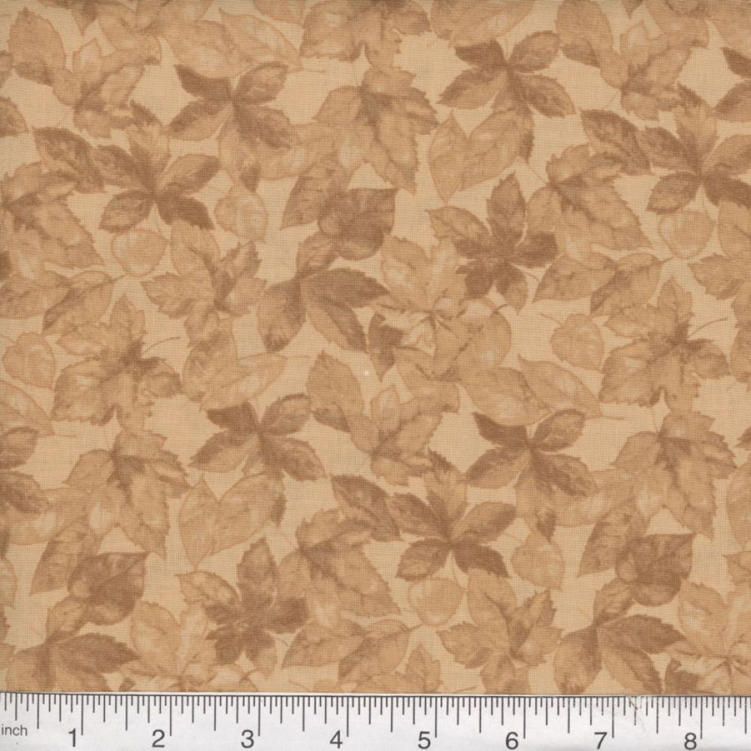 Tan Fabric by the Yard, Light Brown Leaf Fabric, Brown Leaves Fabric ...