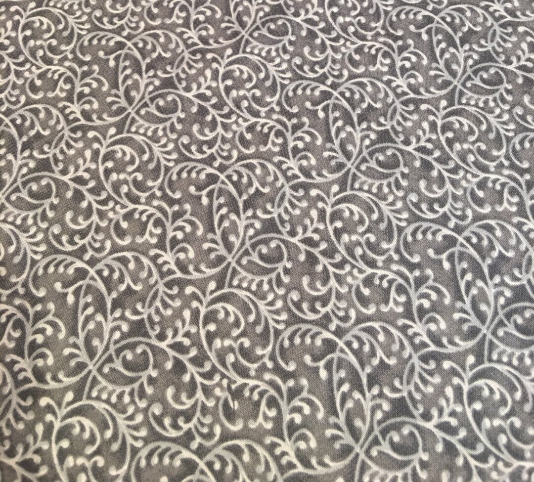 Gray Fabric by the Yard, Grey Fabric, Gray Swirl Fabric, Gray Vine ...