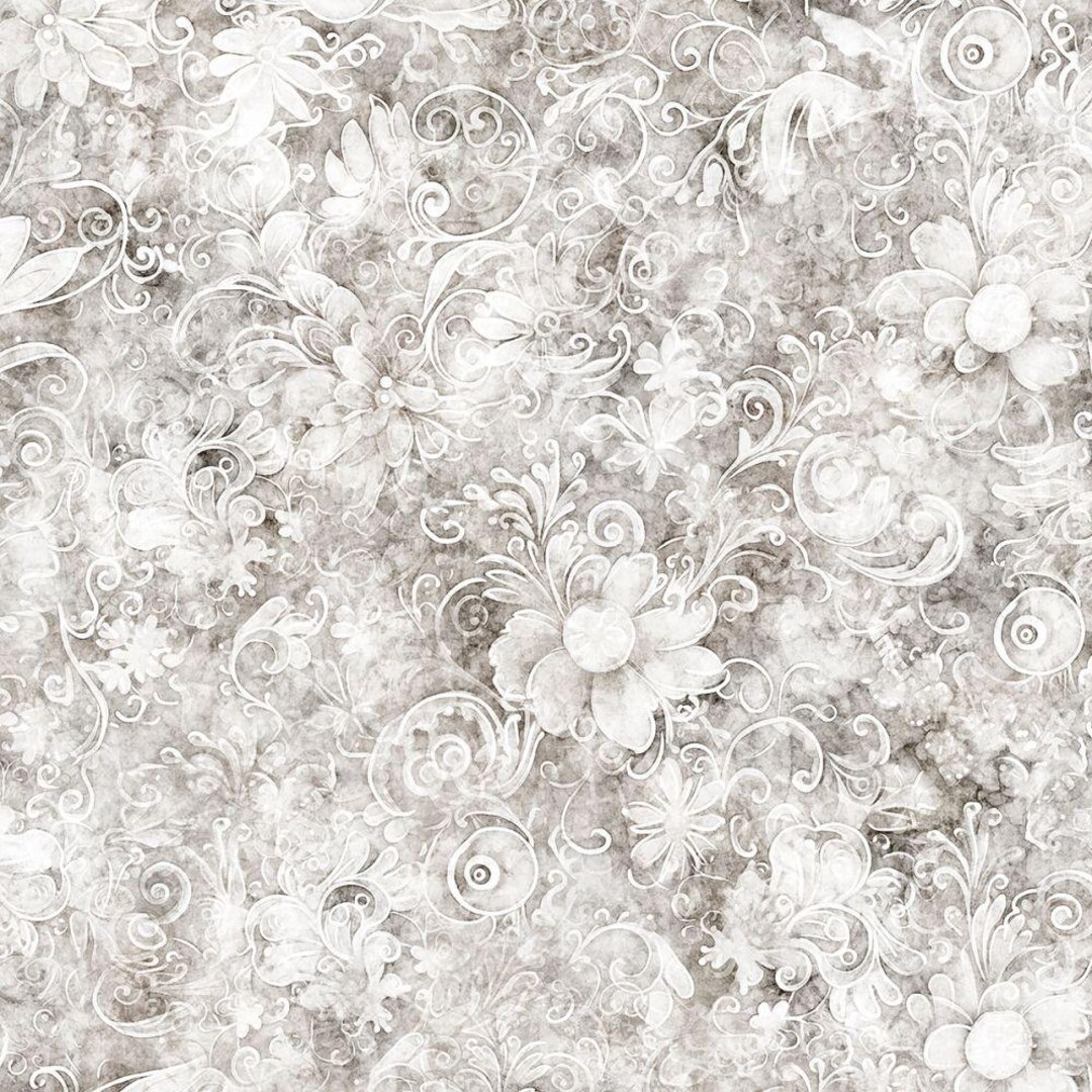 White Fabric by the Yard, White Flower Fabric, White and Brown Fabric ...