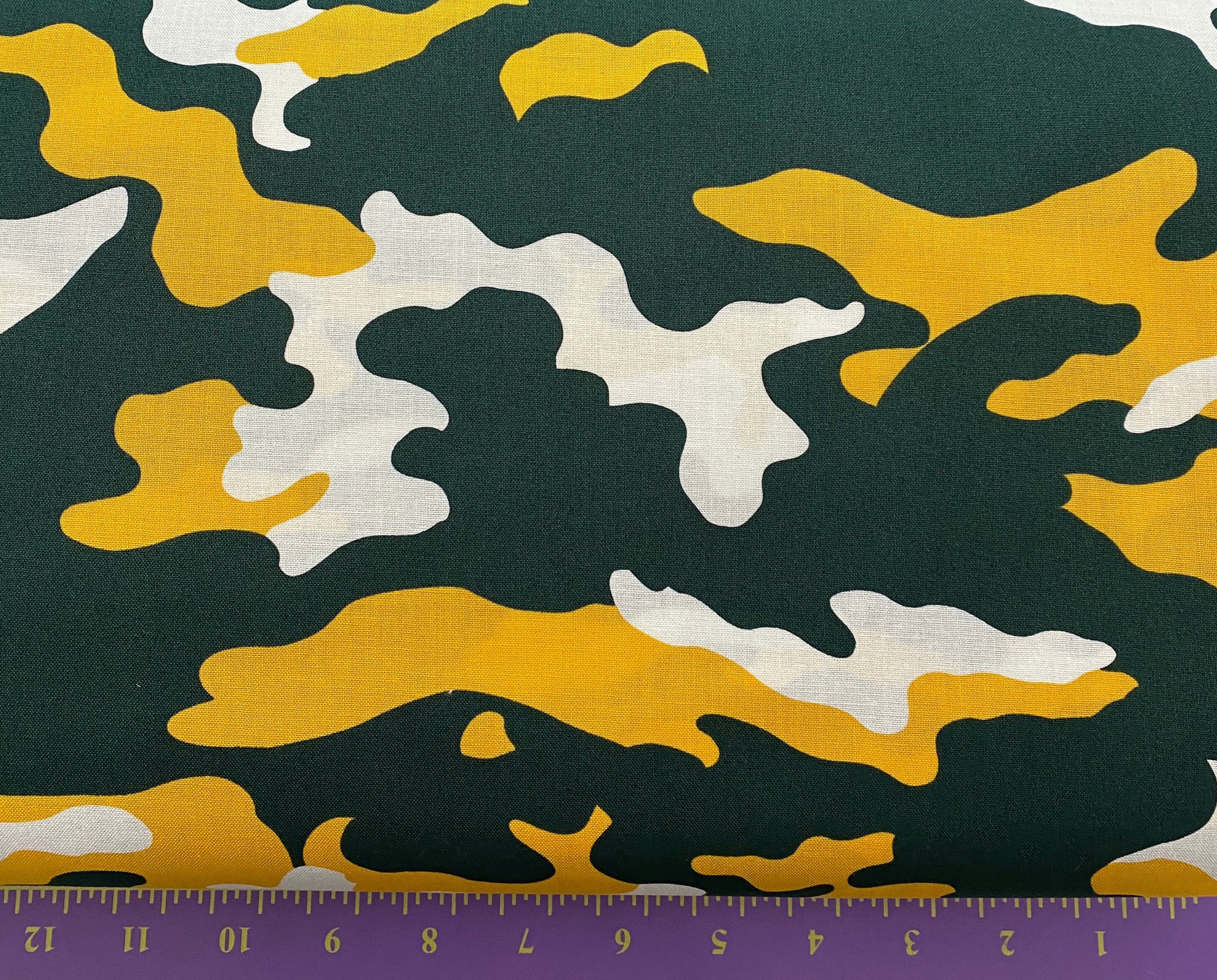 Green and Gold Yellow Cotton Camo Fabric by the Yard, Camouflage ...