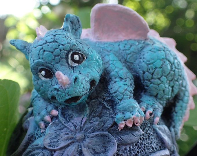 Miniature Cement Dragon Garden Statue Looks Super Cute in a - Etsy