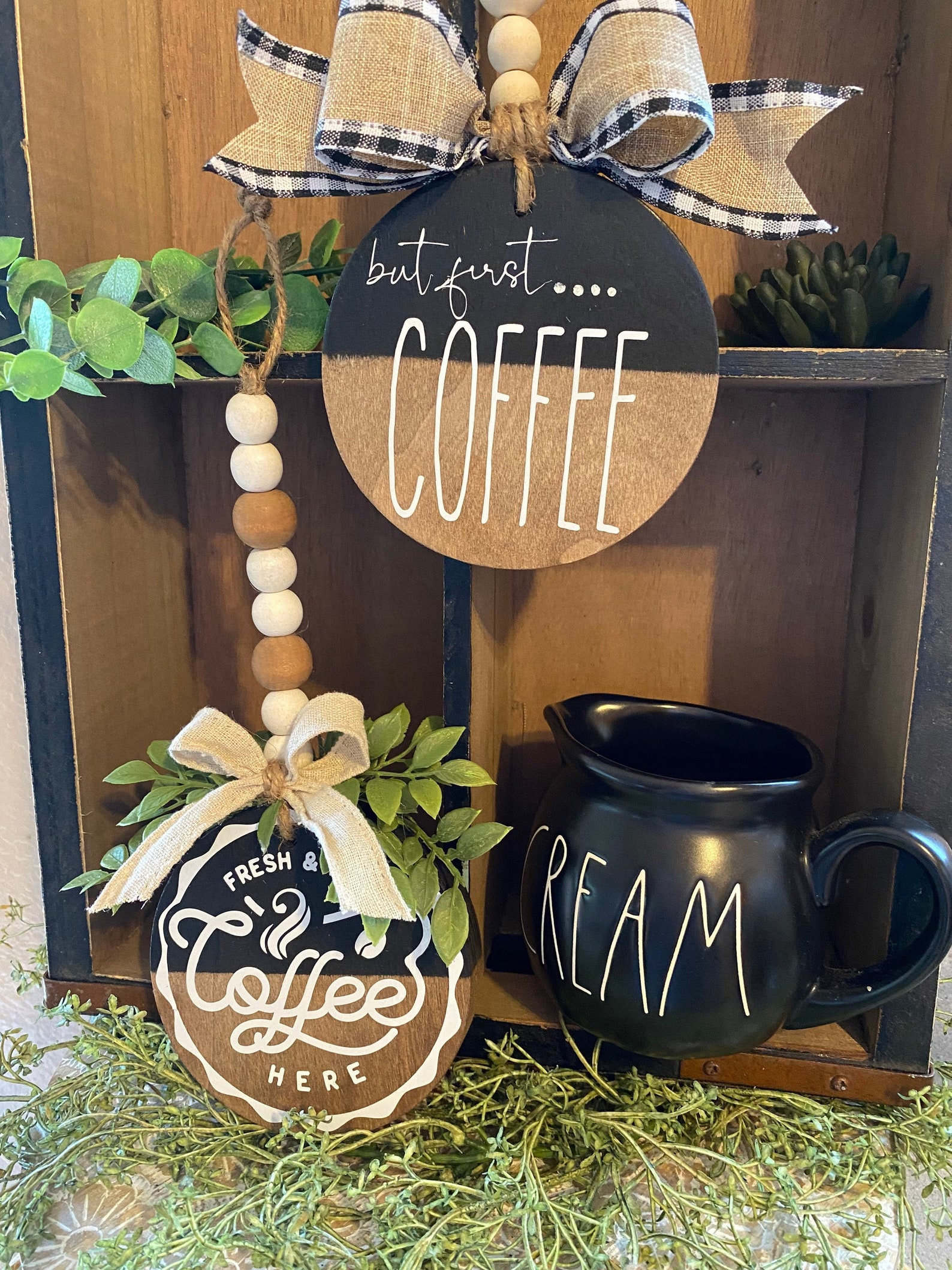 Mini Round Coffee Bar Wood Signs Coffee Bar Decor Round - Etsy