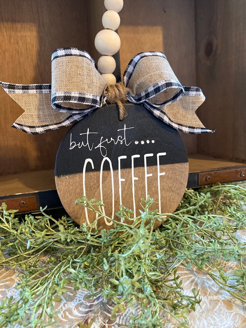 Mini Round Coffee Bar Wood Signs Coffee Bar Decor Round - Etsy