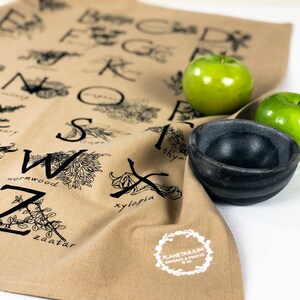 ABC HERBS & SPICES - Hand Printed Tea Towel / Handmade Gift / Art ...