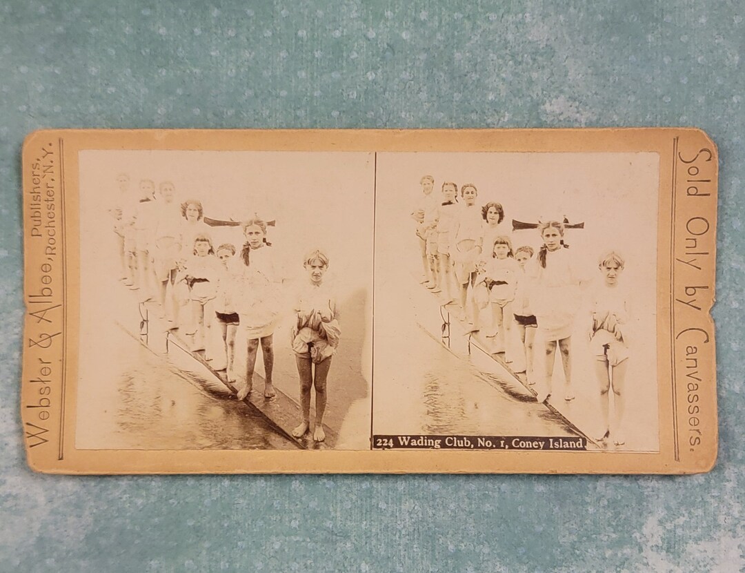 Vintage Coney Island "wading Club" Stereograph Card - Etsy