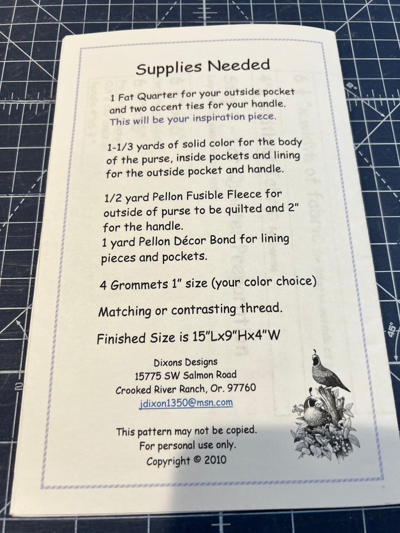 Dixon Designs Grommet Tote Bag Patterns - Etsy