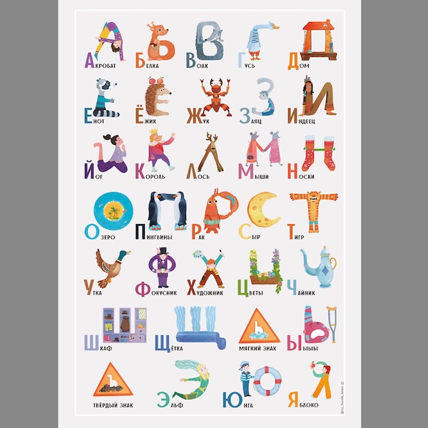 Russian Alphabet Art - Etsy