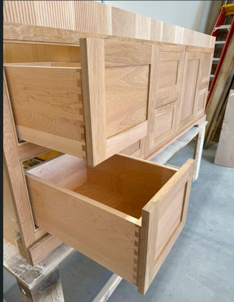 White Oak Bathroom Vanity With Reeded Apron - Etsy