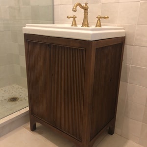 Reeded Solid White Oak Wood Bathroom Vanity - Etsy