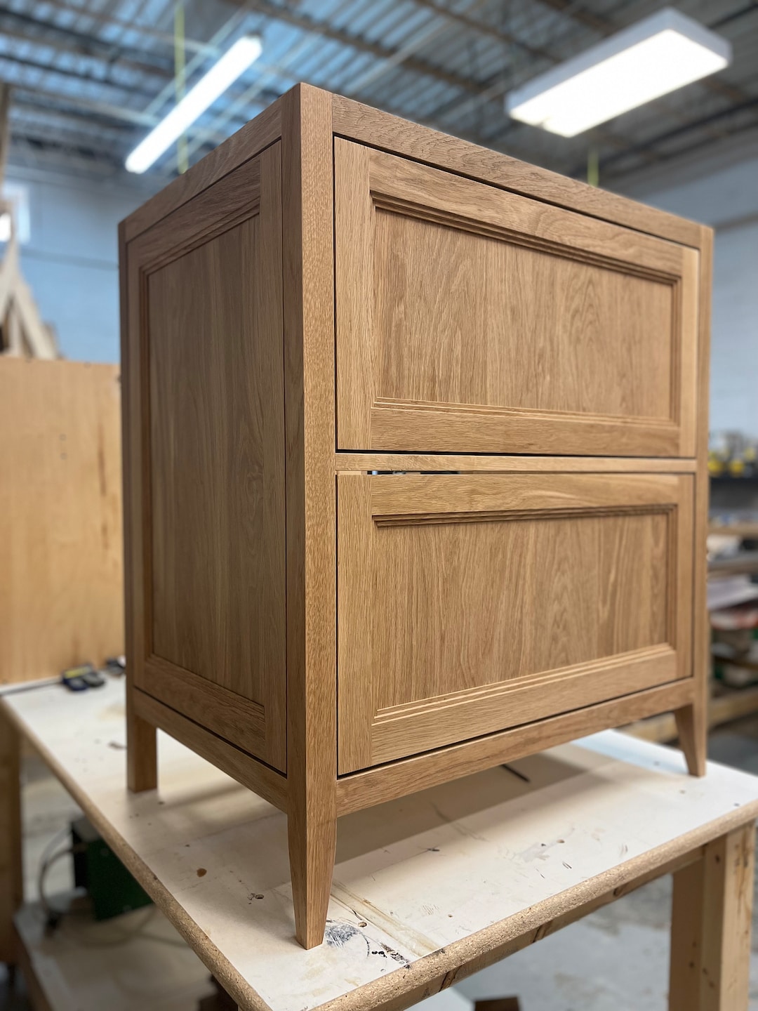 White Oak Bathroom Vanity Side Table Console Table Powder Room Hand ...