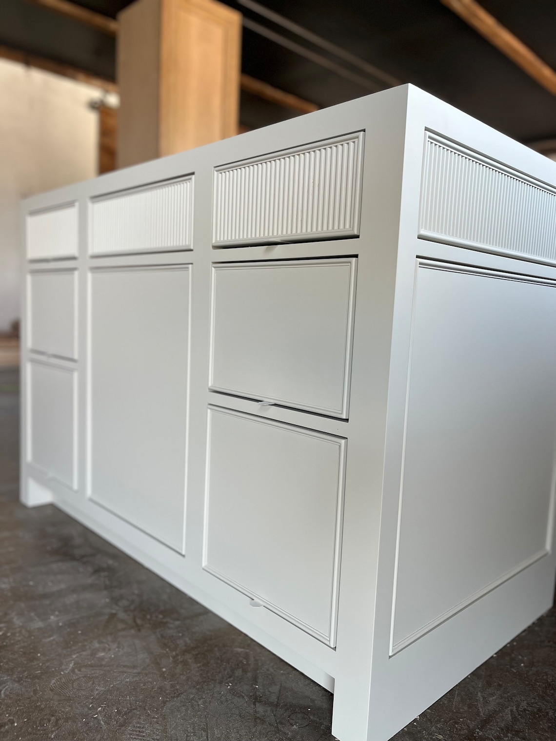 Bathroom Vanity Reeded Solid Wood Maple Painted Dovetail Drawer Boxes ...