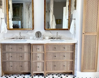 Solid White Oak Reeded Vanity Drawers Natural - Etsy