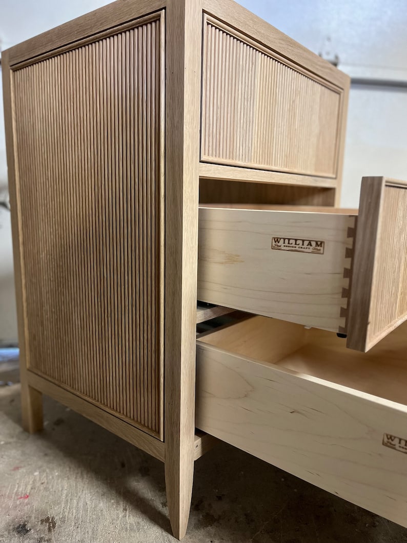 Solid White Oak Reeded Vanity Drawers Natural - Etsy