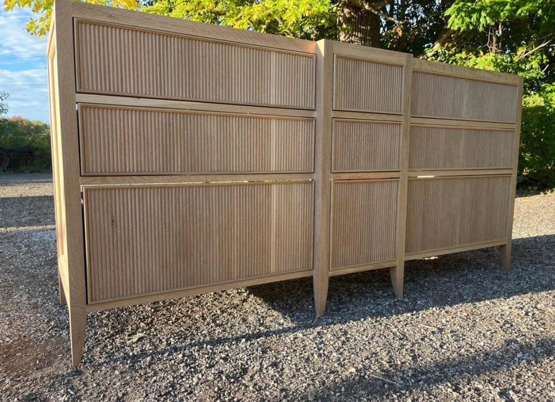 60" Reeded White Oak Vanity 9 Drawer - Etsy