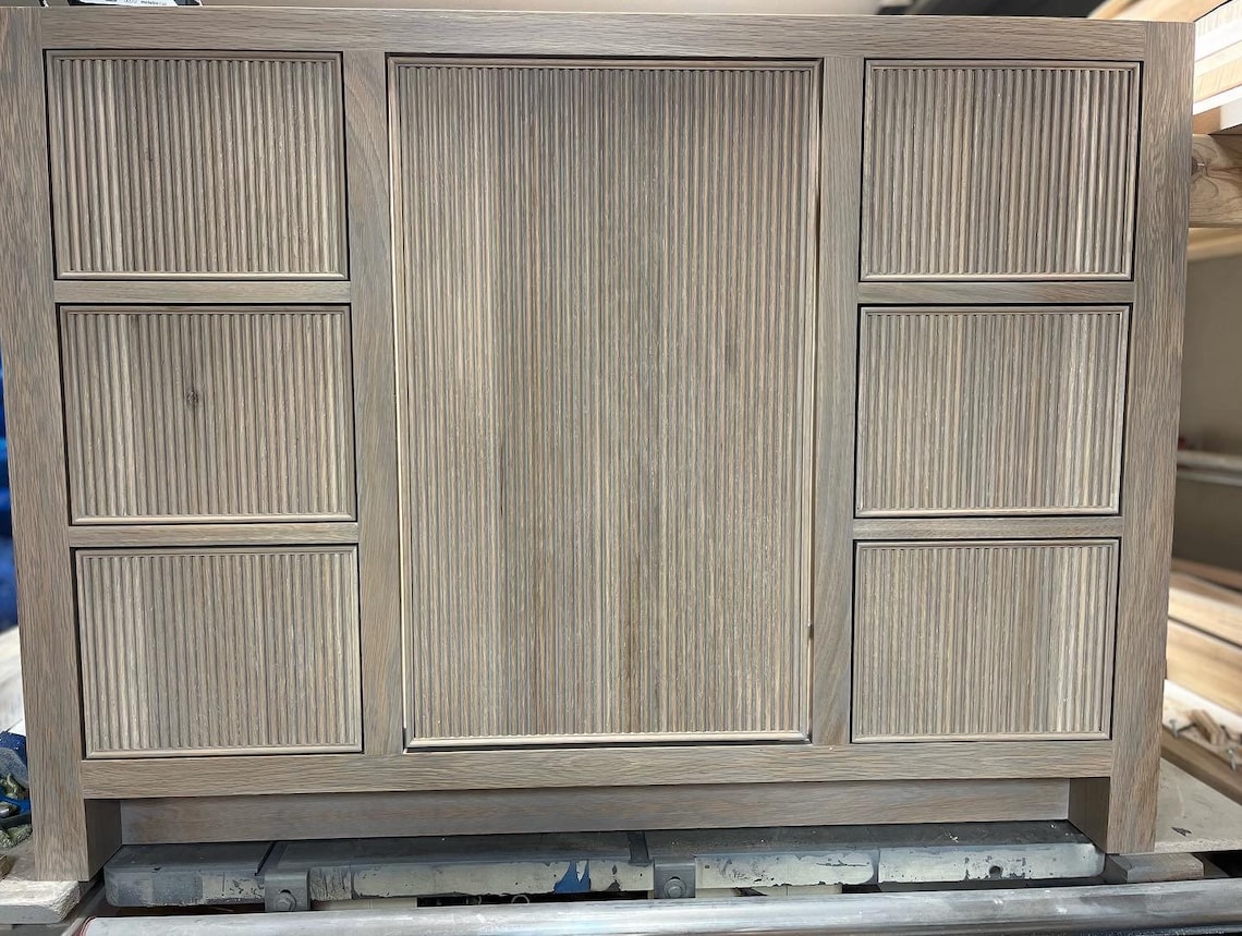 Solid White Oak Reeded Vanity Set - Etsy