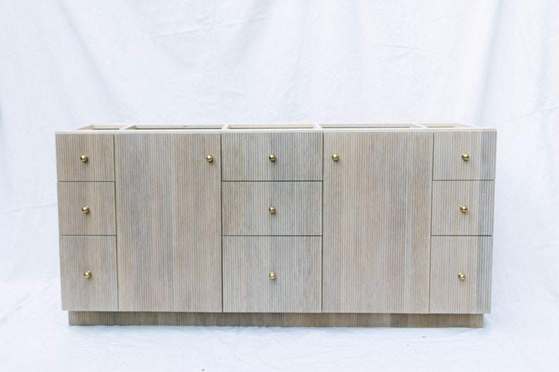 Solid White Oak Reeded Bathroom Vanity Any Size or Color. Modern Design ...