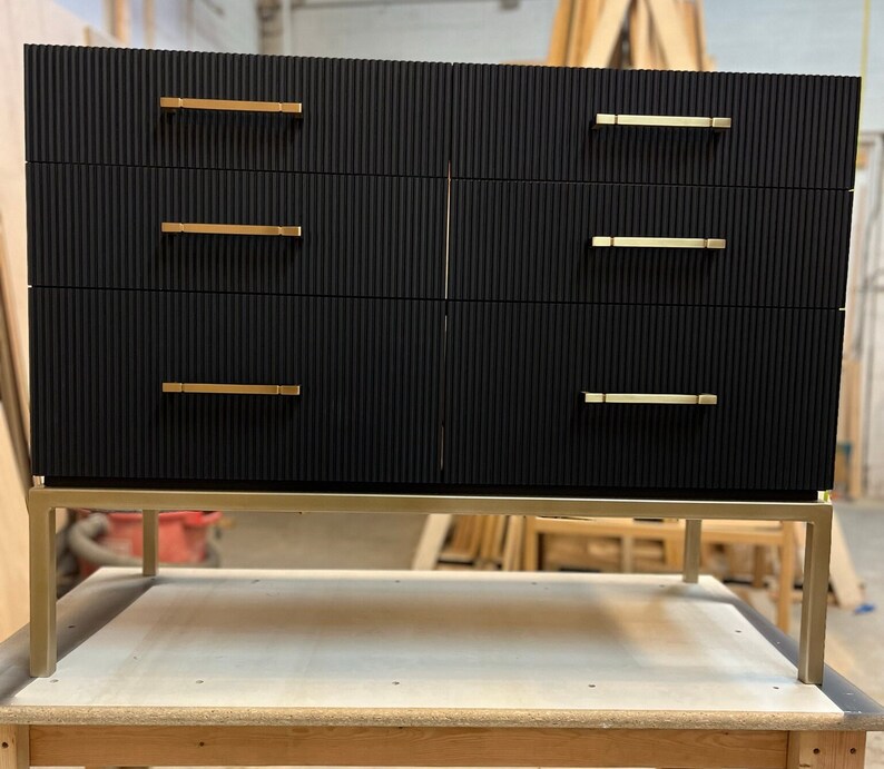 Black Reeded Walnut Gold Base Bathroom Vanity - Etsy