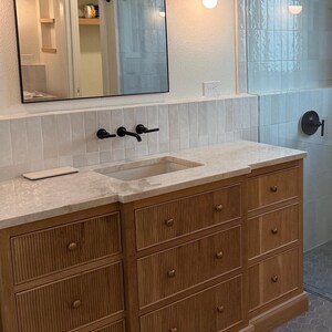 Reeded White Oak Bathroom Vanity - Etsy