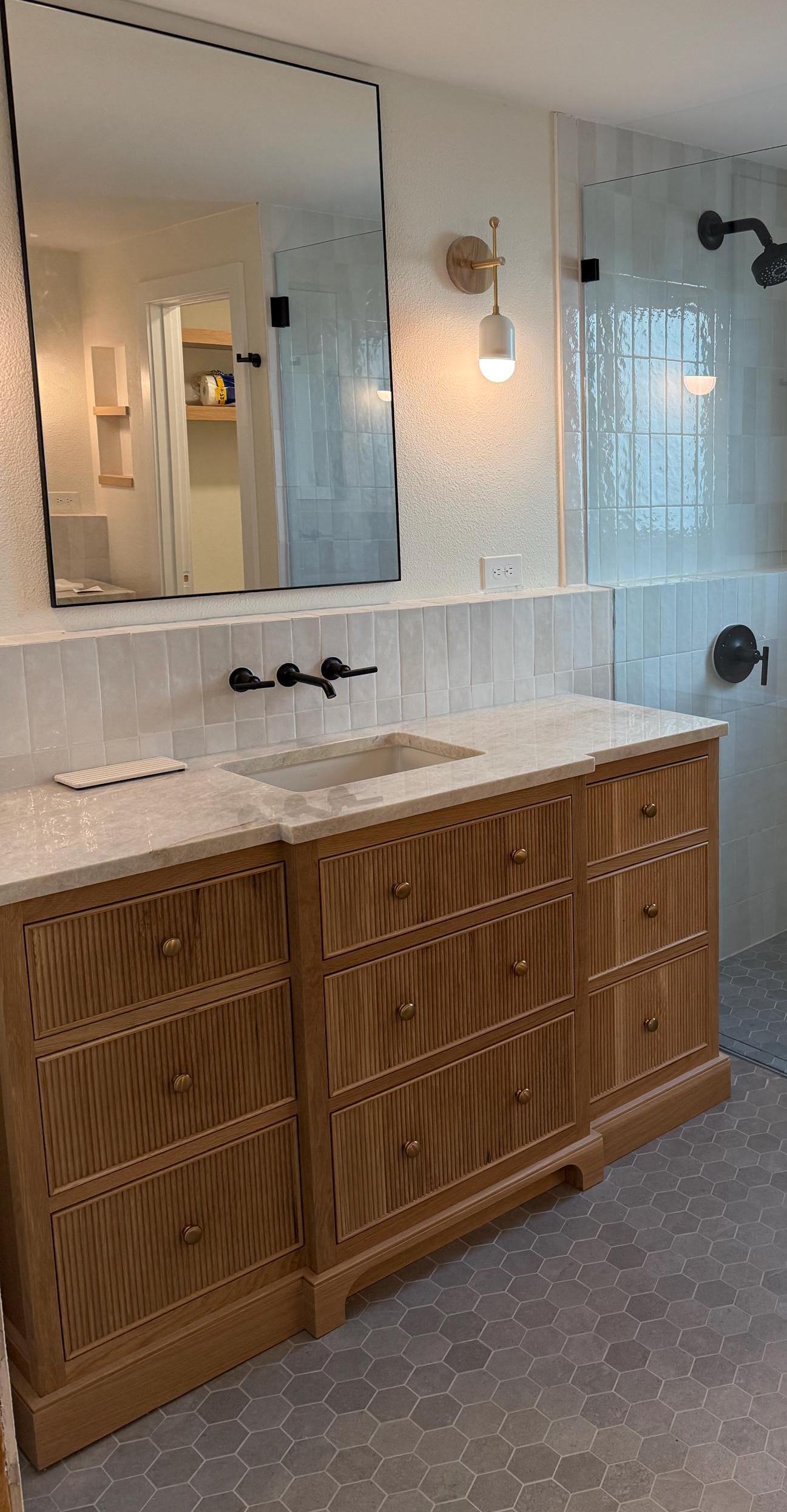 Reeded White Oak Bathroom Vanity - Etsy