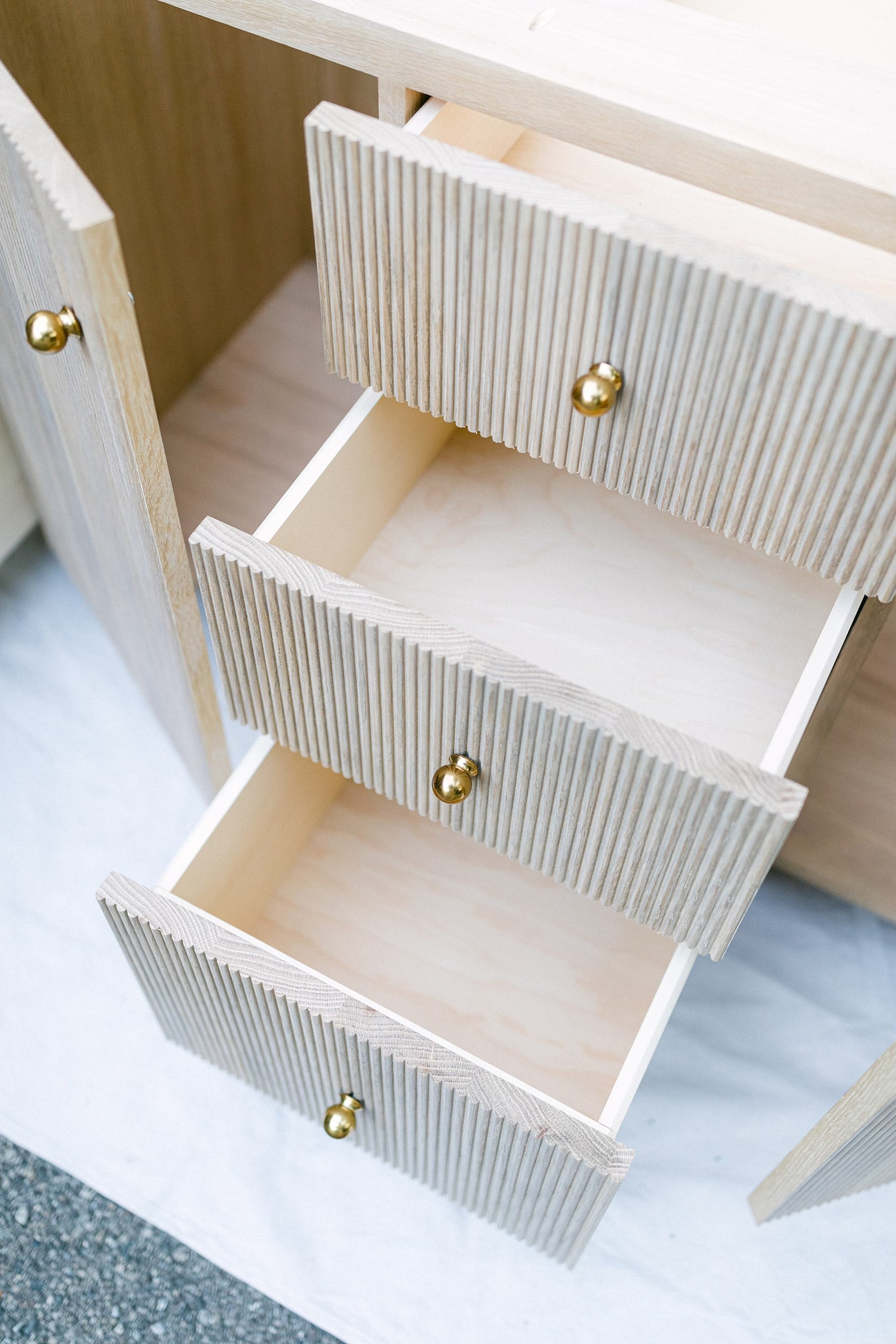 Solid White Oak Reeded Bathroom Vanity Any Size or Color. Modern Design ...