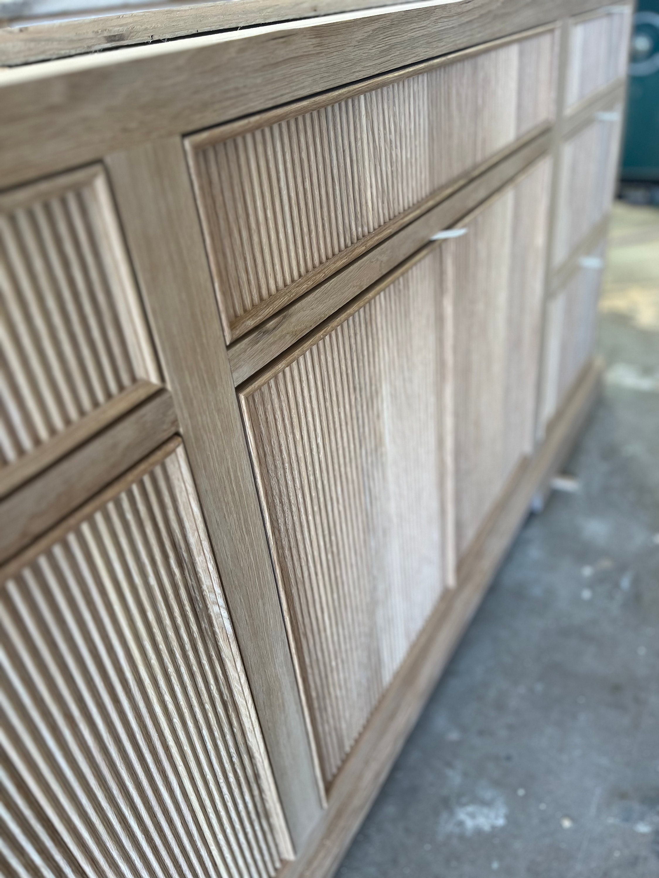 Large Reeded White Oak Vanity - Etsy