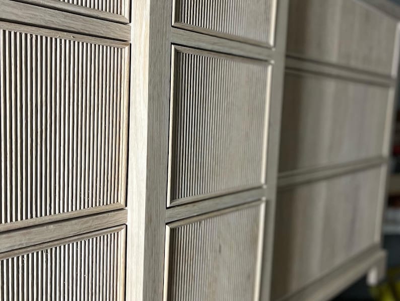 72" Custom Order Solid White Oak Vanity, Reeded Fronts, Maple Dovetail ...