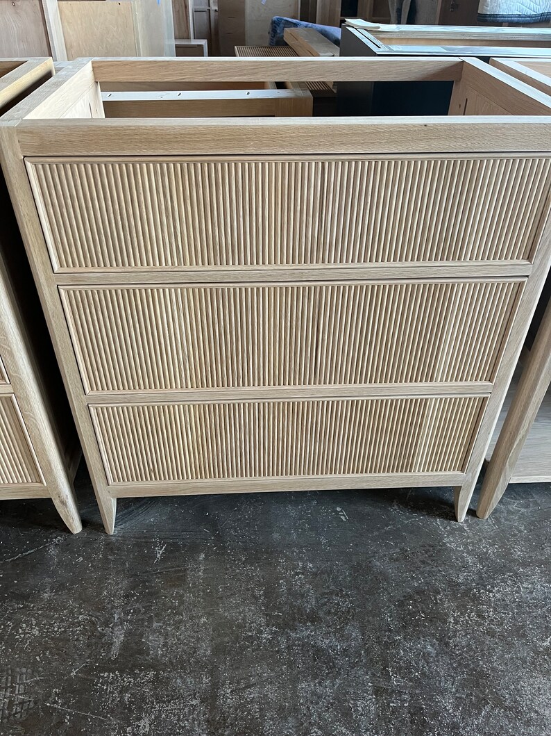 Custom Reeded White Oak Bathroom Vanity - Etsy
