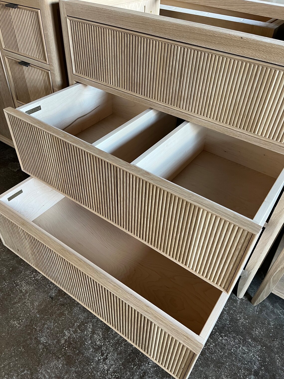 Custom Reeded White Oak Bathroom Vanity - Etsy