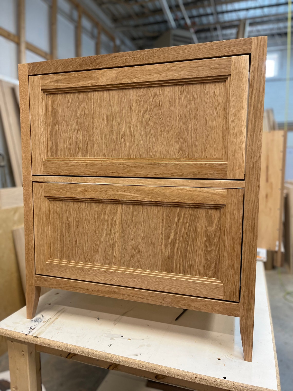 White Oak Bathroom Vanity Side Table Console Table Powder Room Hand ...