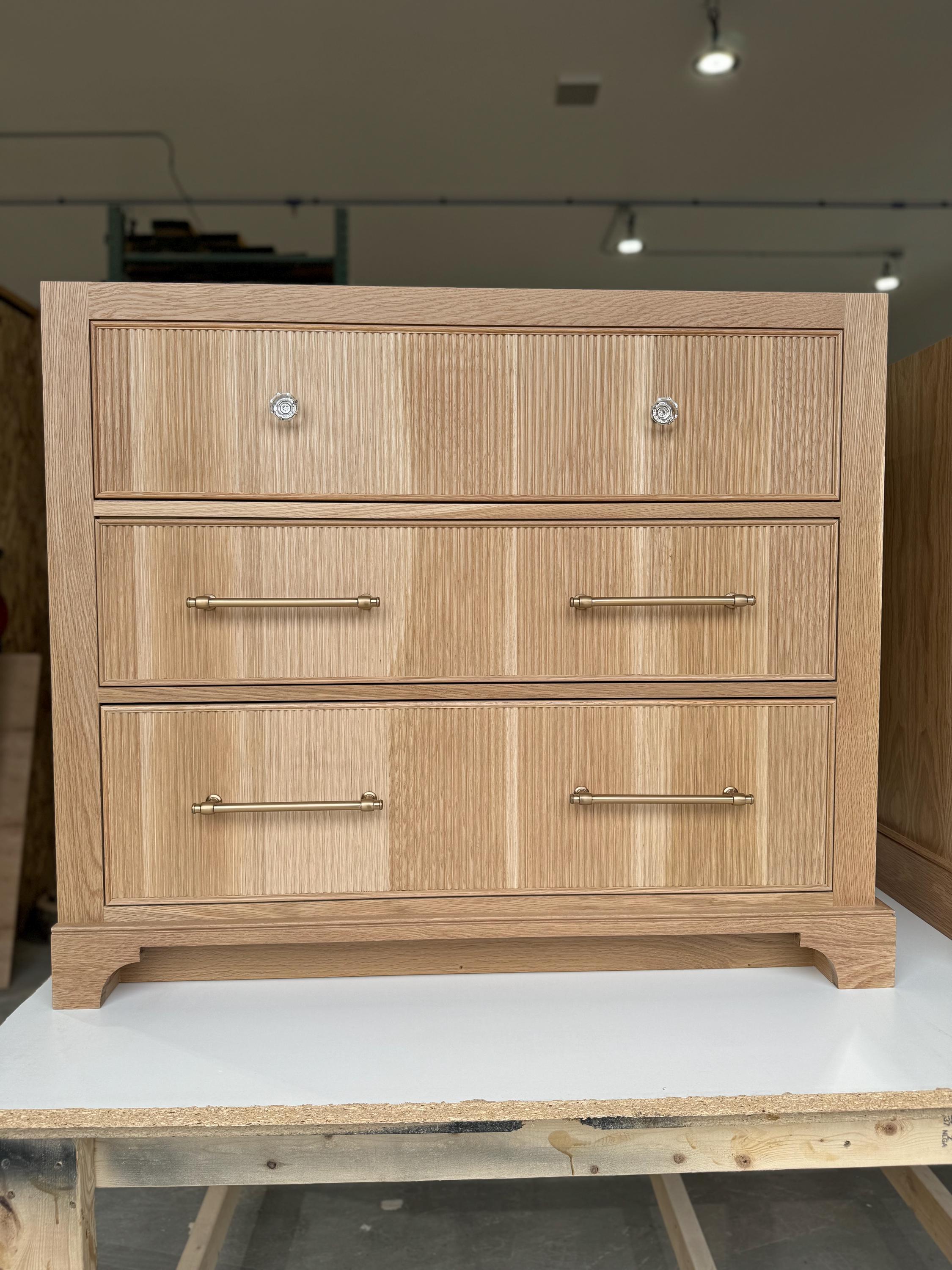 Reeded White Oak Vanity With Makeup Counter - Etsy