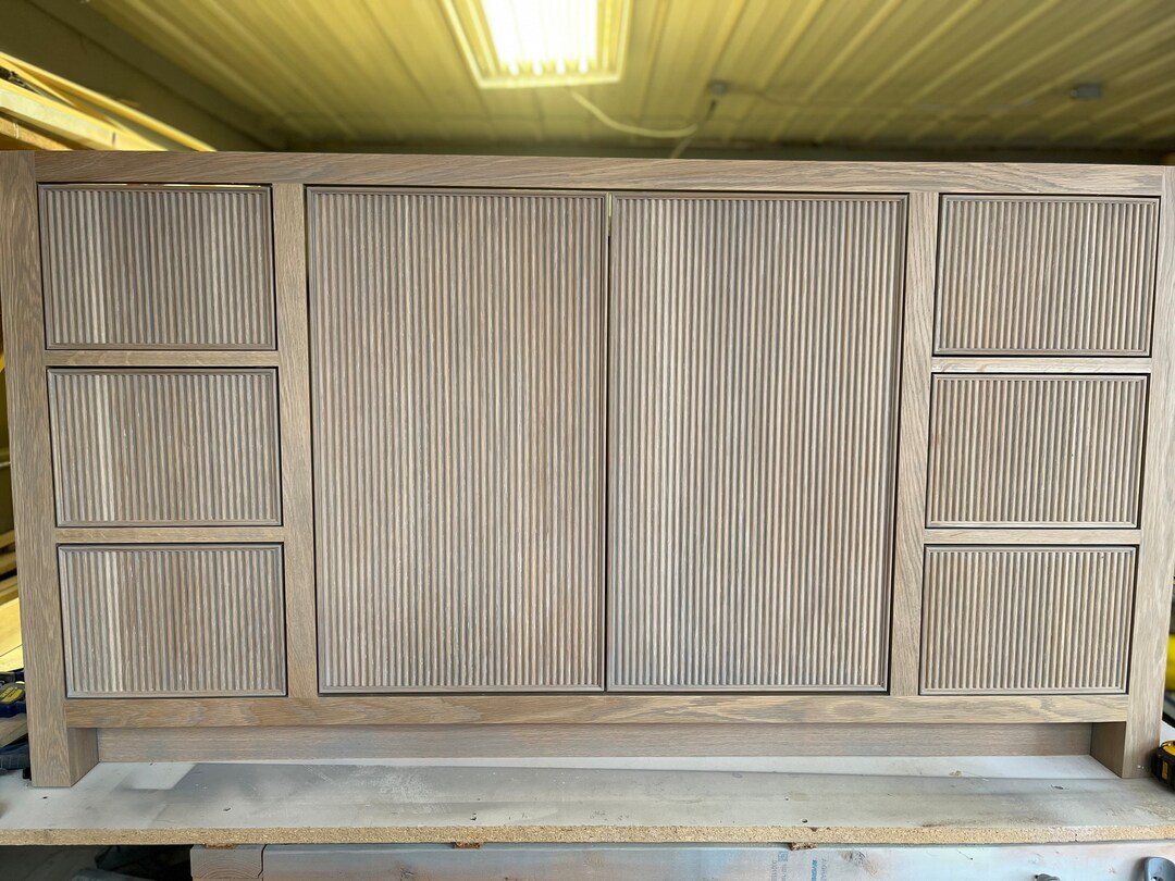 Solid White Oak Reeded Vanity Set - Etsy