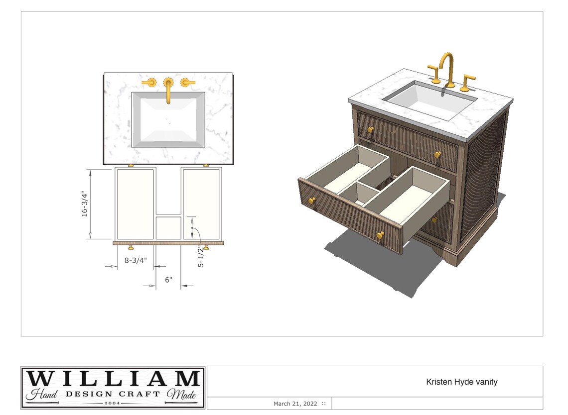 Reeded Solid White Oak Wood Bathroom Vanity - Etsy
