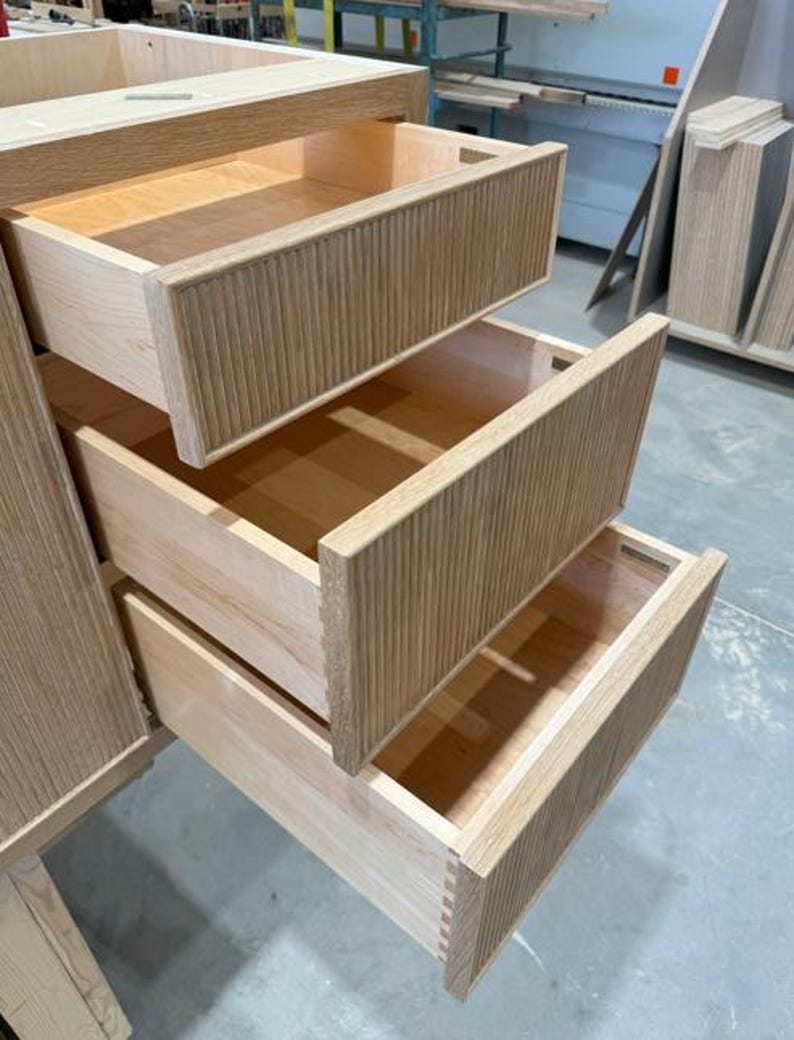 Reeded White Oak Floating Vanity - Etsy