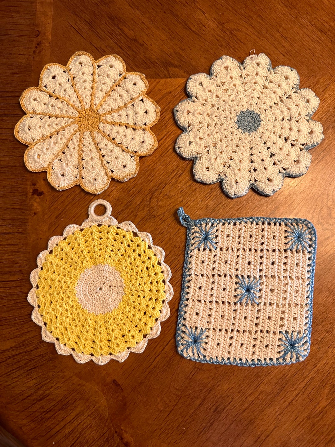 Vintage 1940 Hand Crochet Trivets and Potholders - Etsy