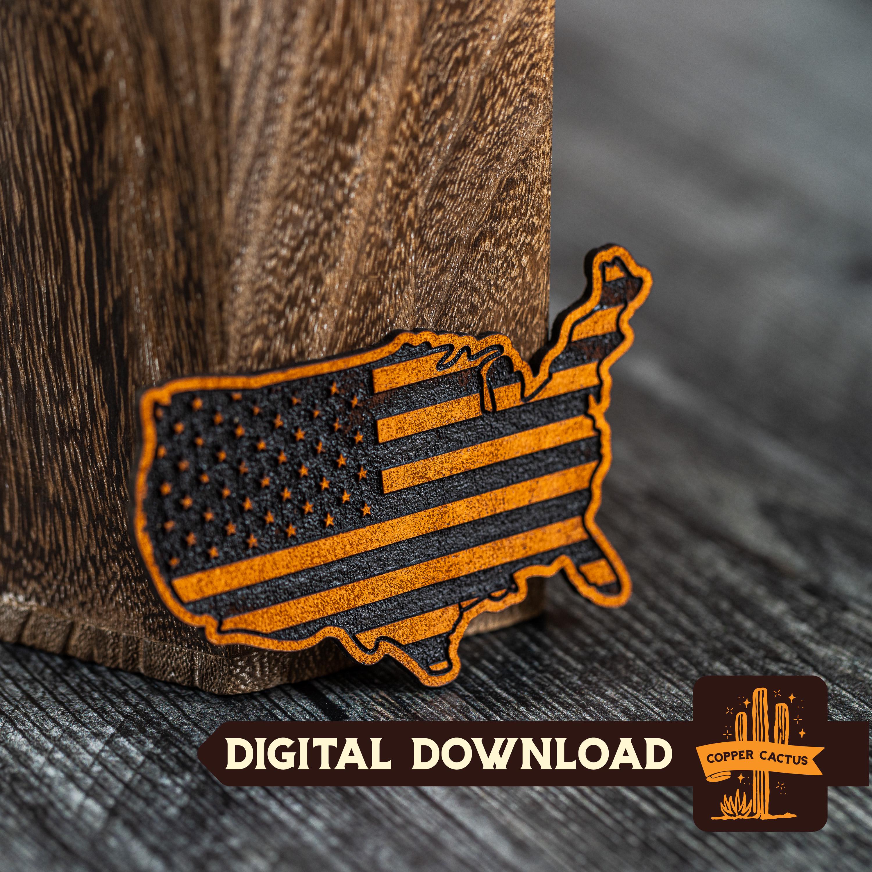 USA Flag Shape Patch SVG Laser File Digital Download Glowforge and ...